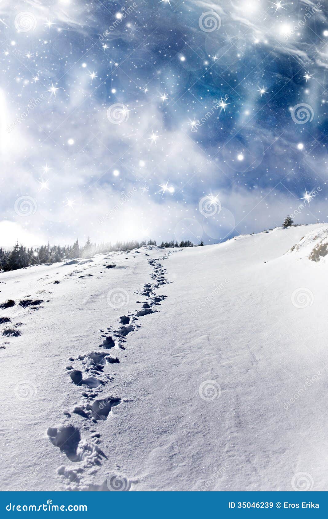 Footsteps in the Snow in the Mountains Stock Image - Image of lost ...