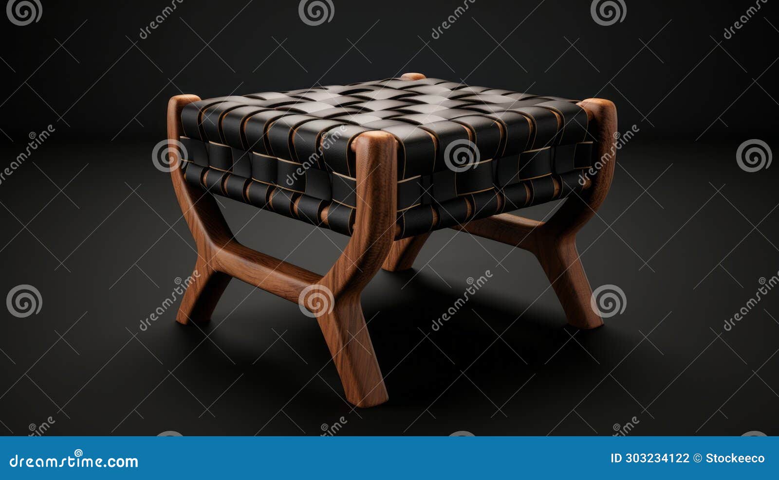 Black Wooden Stool with Woven Seat - Traditional Mexican Style Stock ...