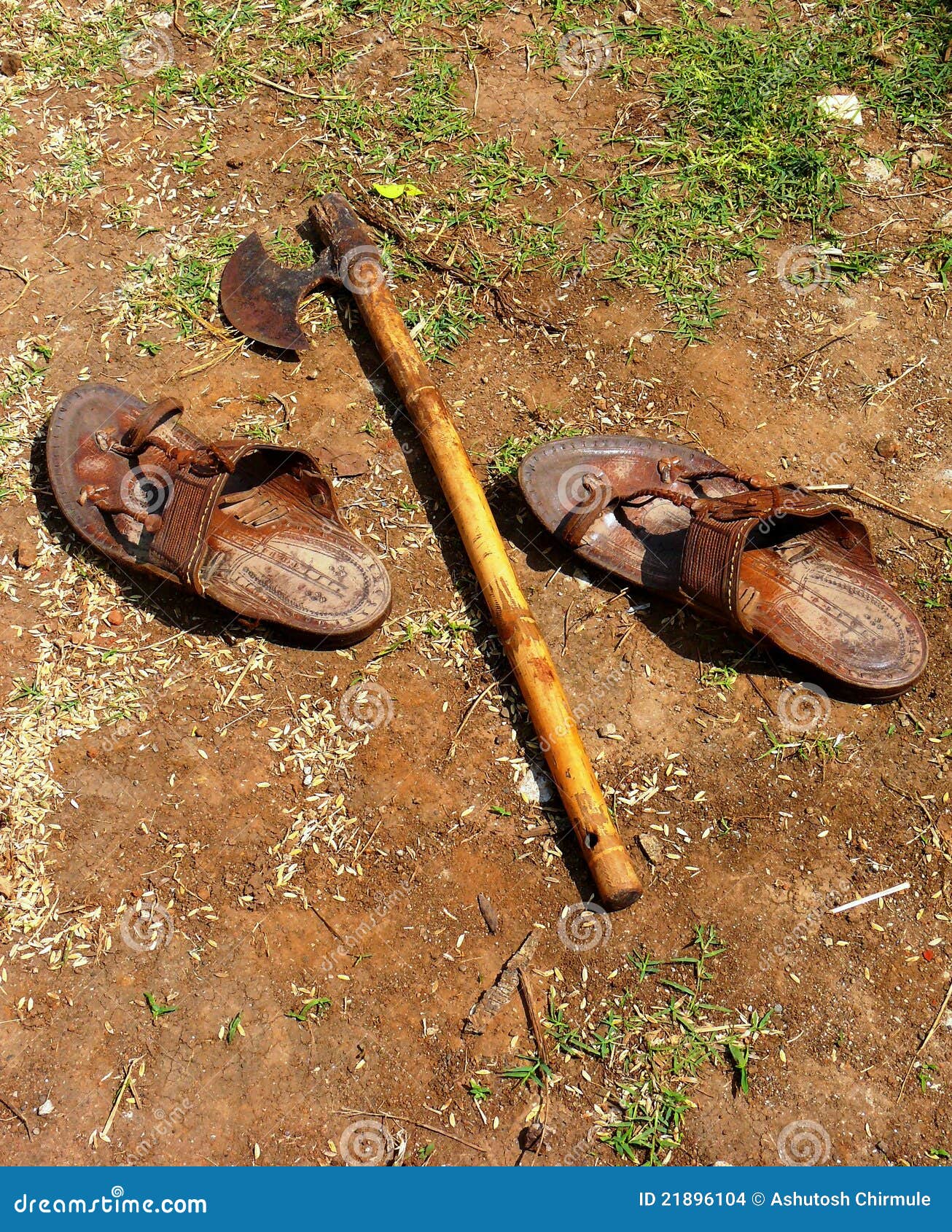 Footwear & Axe of Farmer Stock Photo - Image of accessories, tools ...