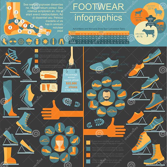 Footwear Infographics Elements. Easily Edited Stock Vector ...