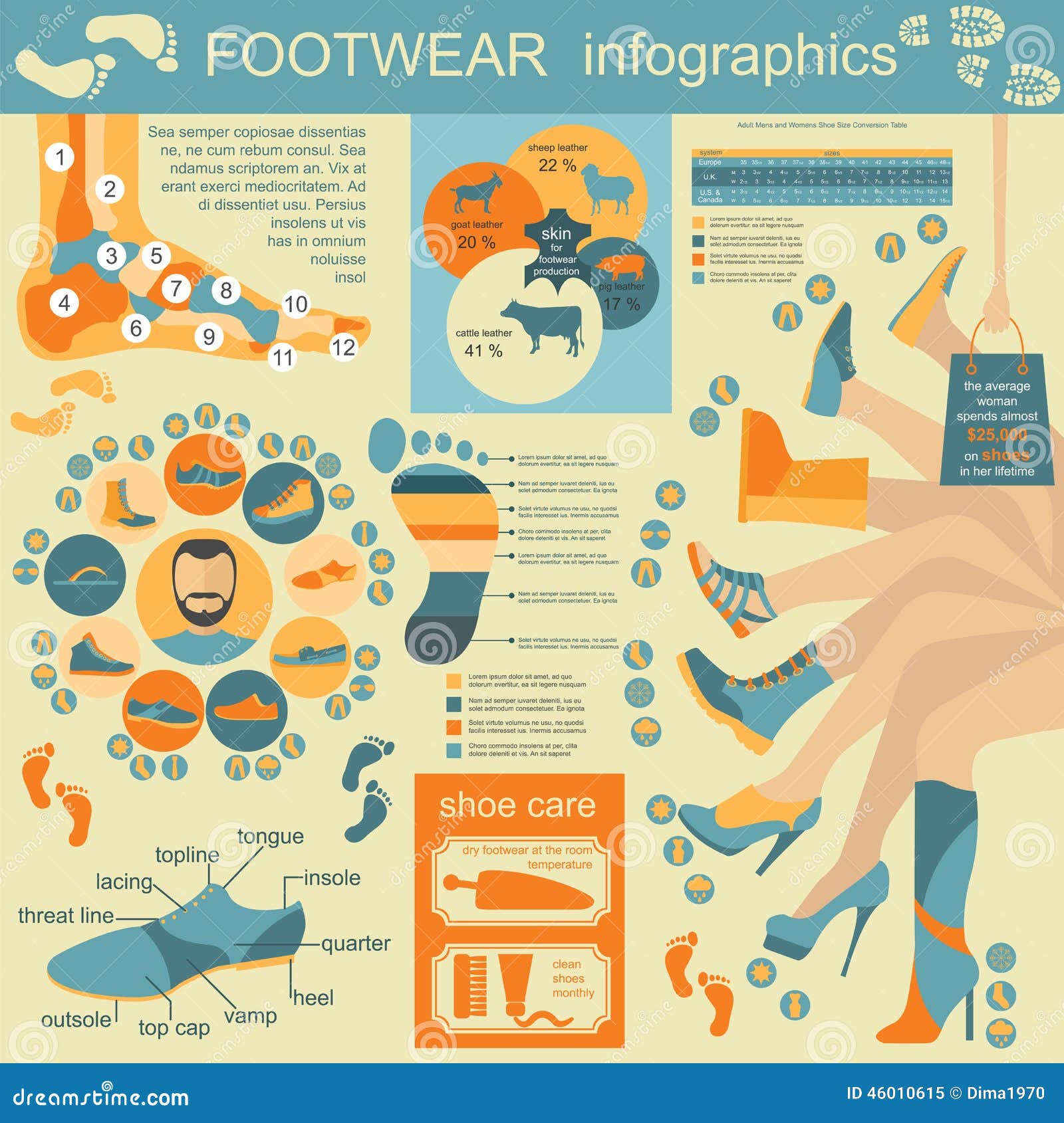 Footwear Infographics Elements. Easily Edited Stock Vector ...