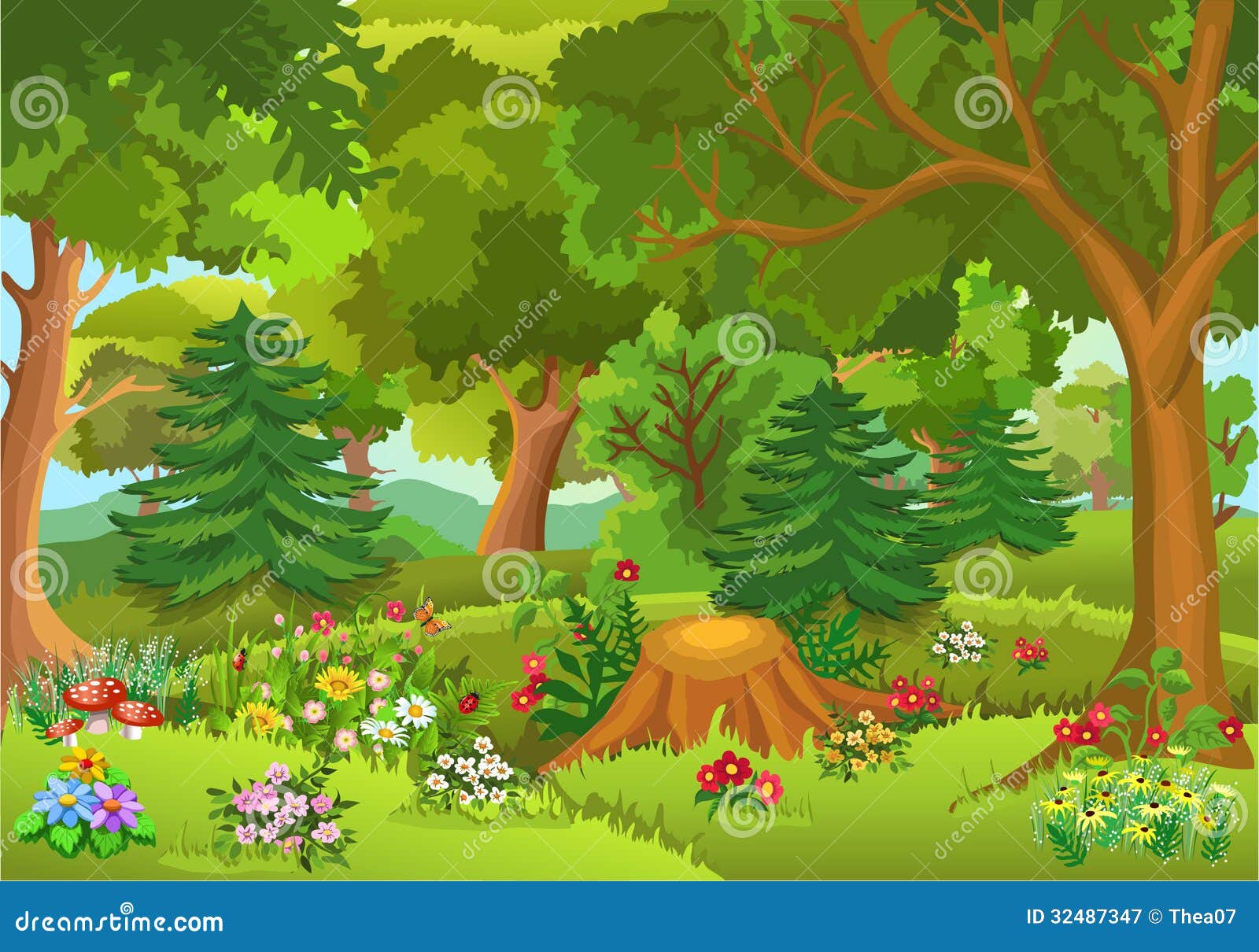 Forêt de conte de fées illustration de vecteur. Illustration du franc ...