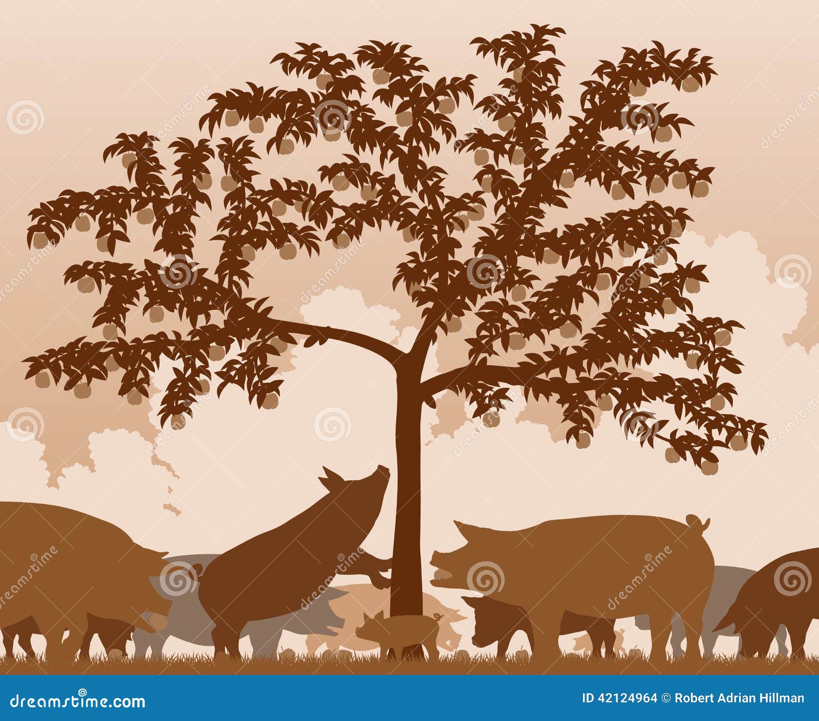 Pigs Feeding Flat Vector Illustration. Livestock Farming, Animal ...