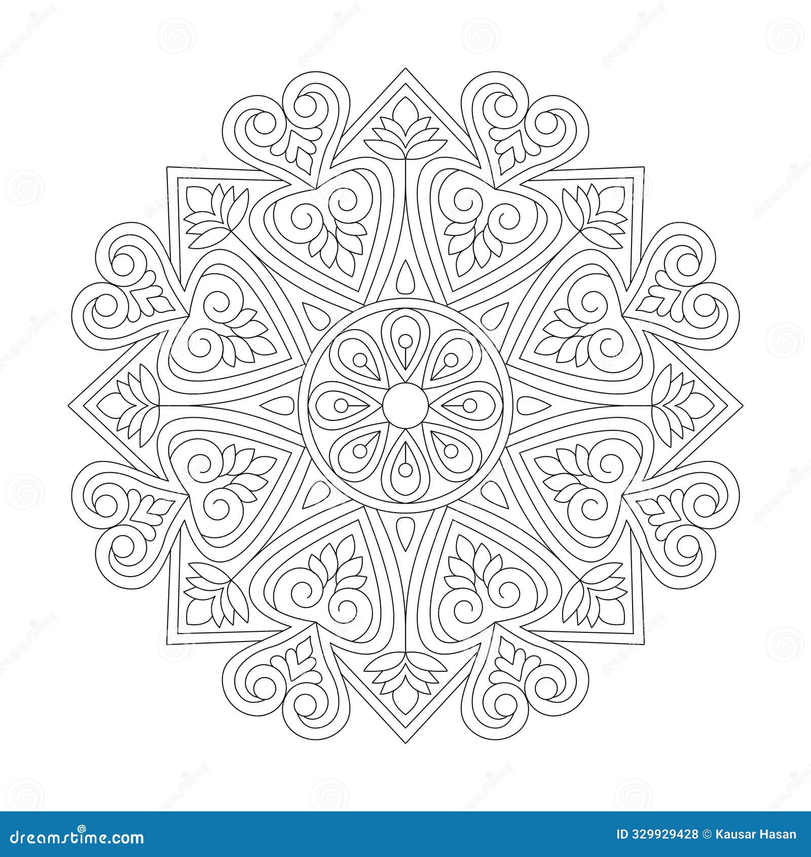 Foral Common Design Coloring Book Mandala Design Vector Illustration ...