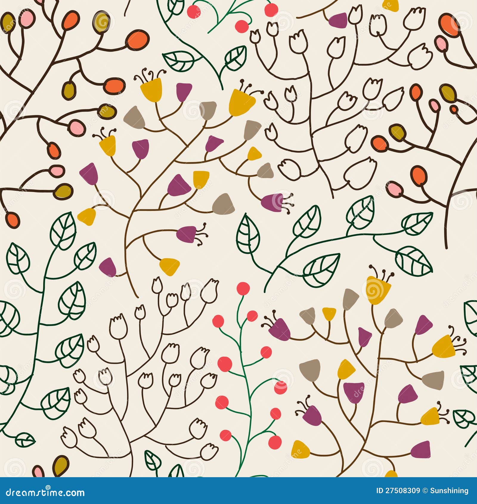 Foral Seamless Pattern in Vector Stock Vector - Illustration of cartoon ...