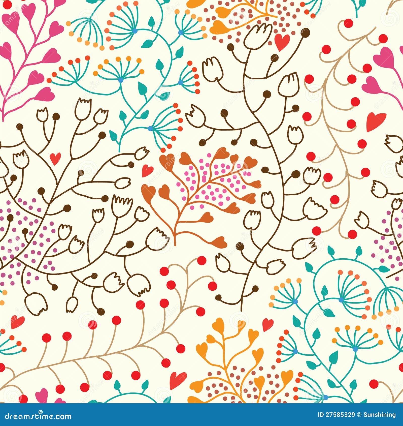 Foral Seamless Pattern in Vector Stock Vector - Illustration of green ...