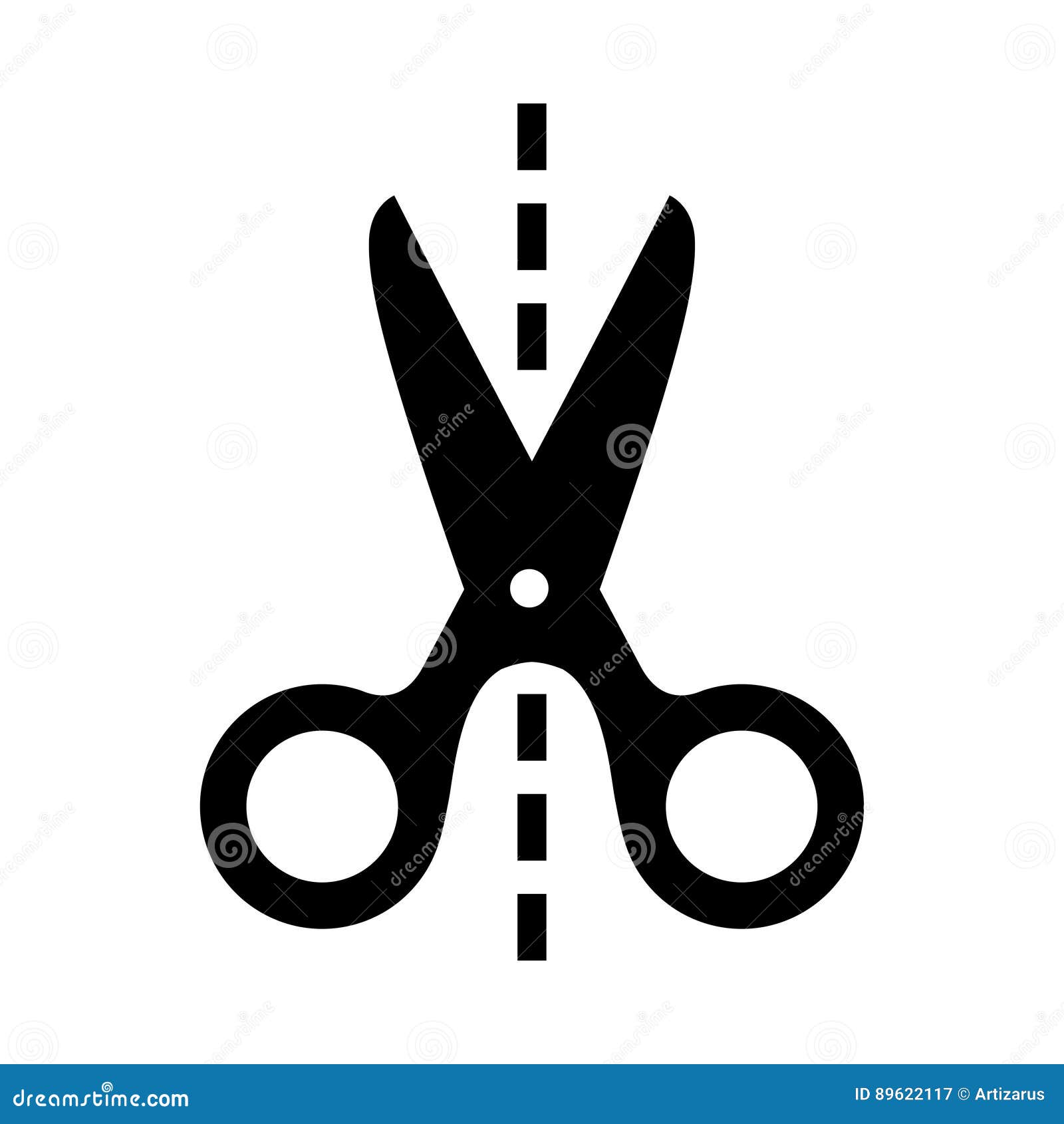 Forbici Con La Linea Di Taglio Illustrazione Vettoriale - Illustrazione ...