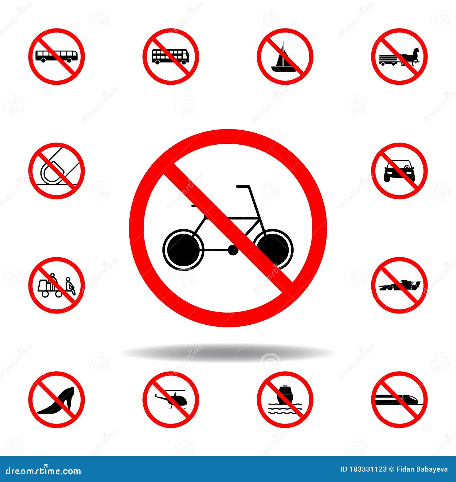 Forbidden Bicycle Icon on White Background. Set Can Be Used for Web ...