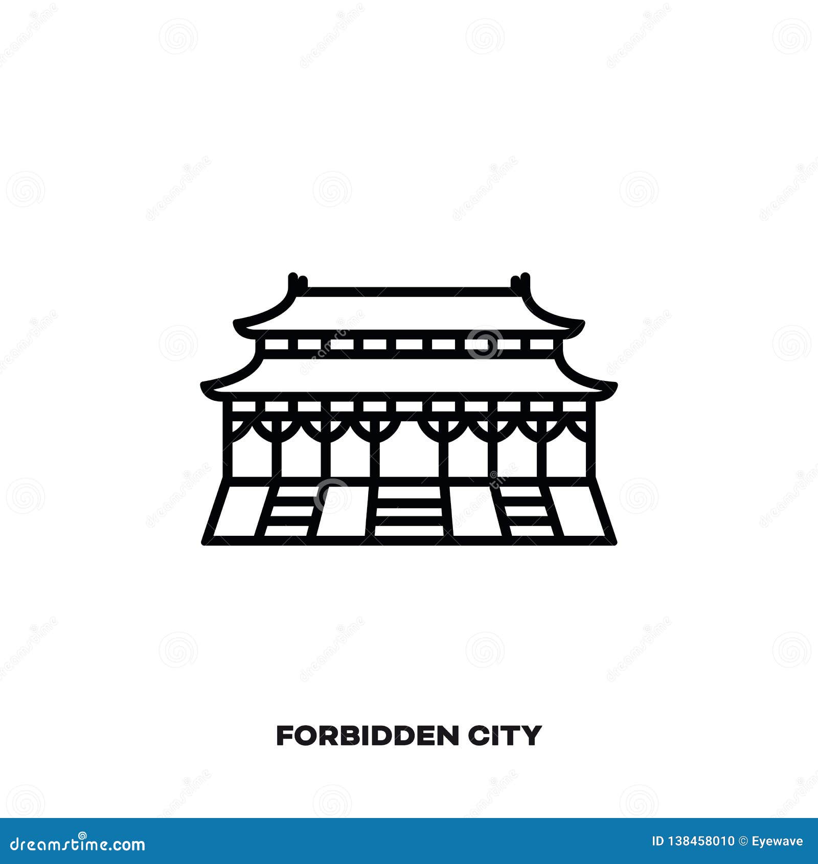 Forbidden City at Beijing, China, Vector Line Icon Stock Vector ... Forbidden City at Beijing, China, Vector Line Icon Stock Vector ...