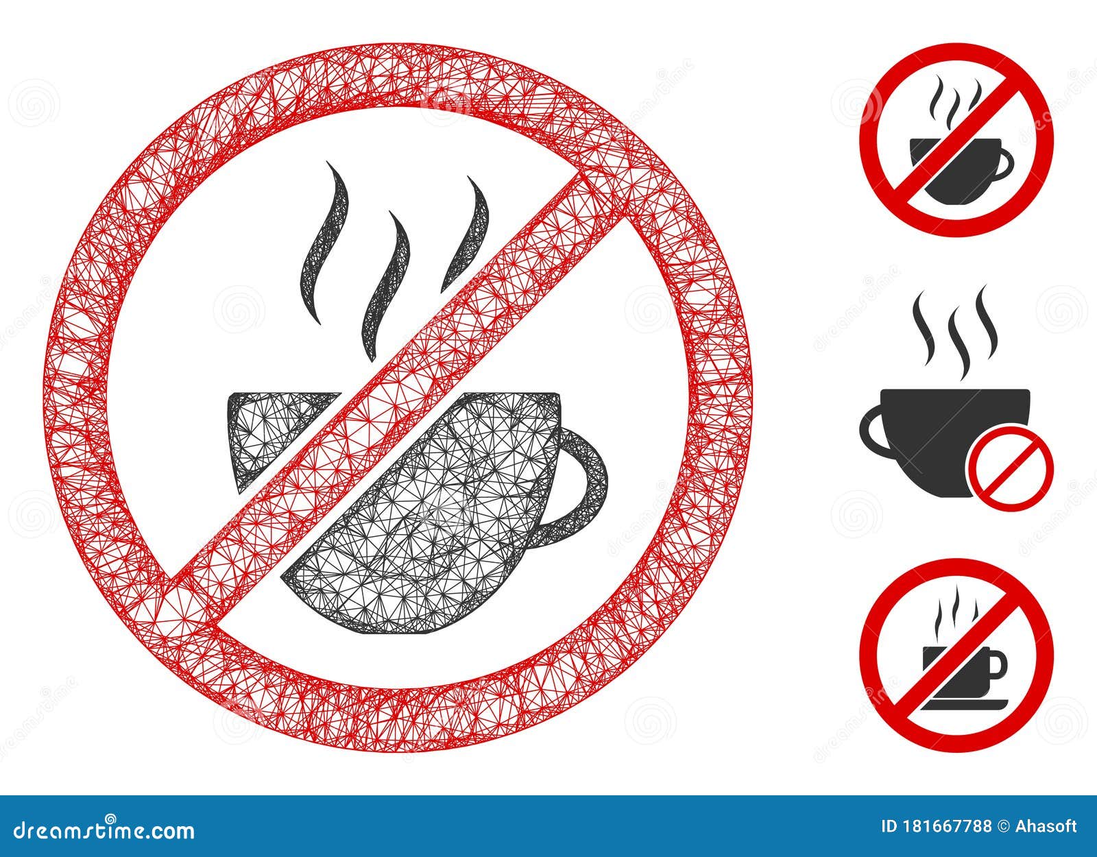Forbidden Coffee Polygonal Web Vector Mesh Illustration Stock ...