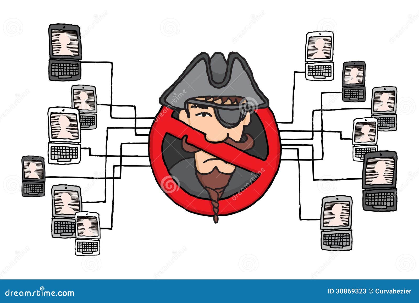 Forbidden Digital Piracy / Sopa Law Stock Illustration - Illustration ...
