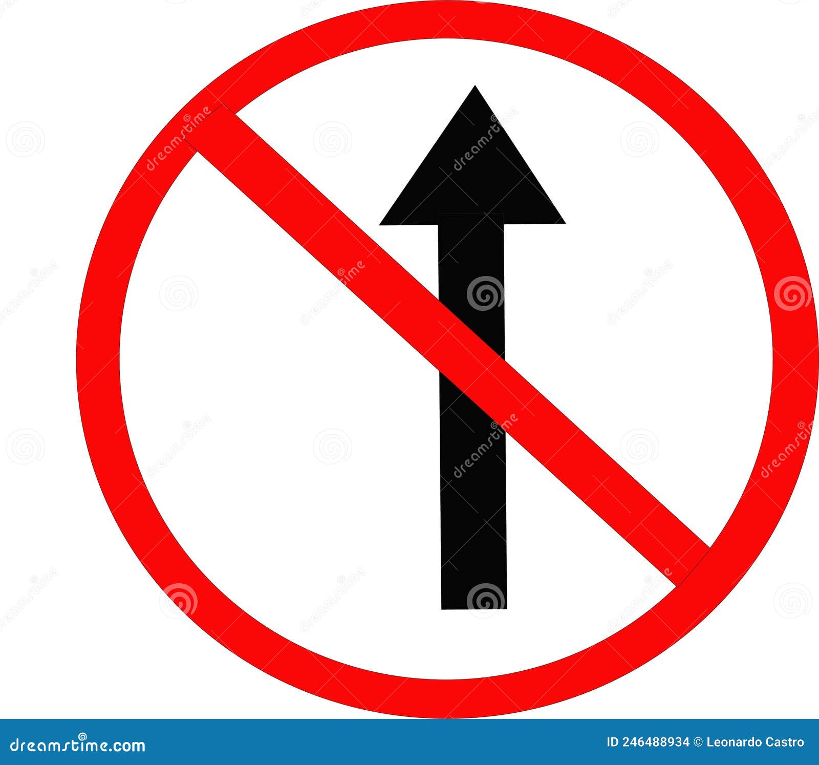 Forbidden Direction Board with White Background Stock Illustration ...