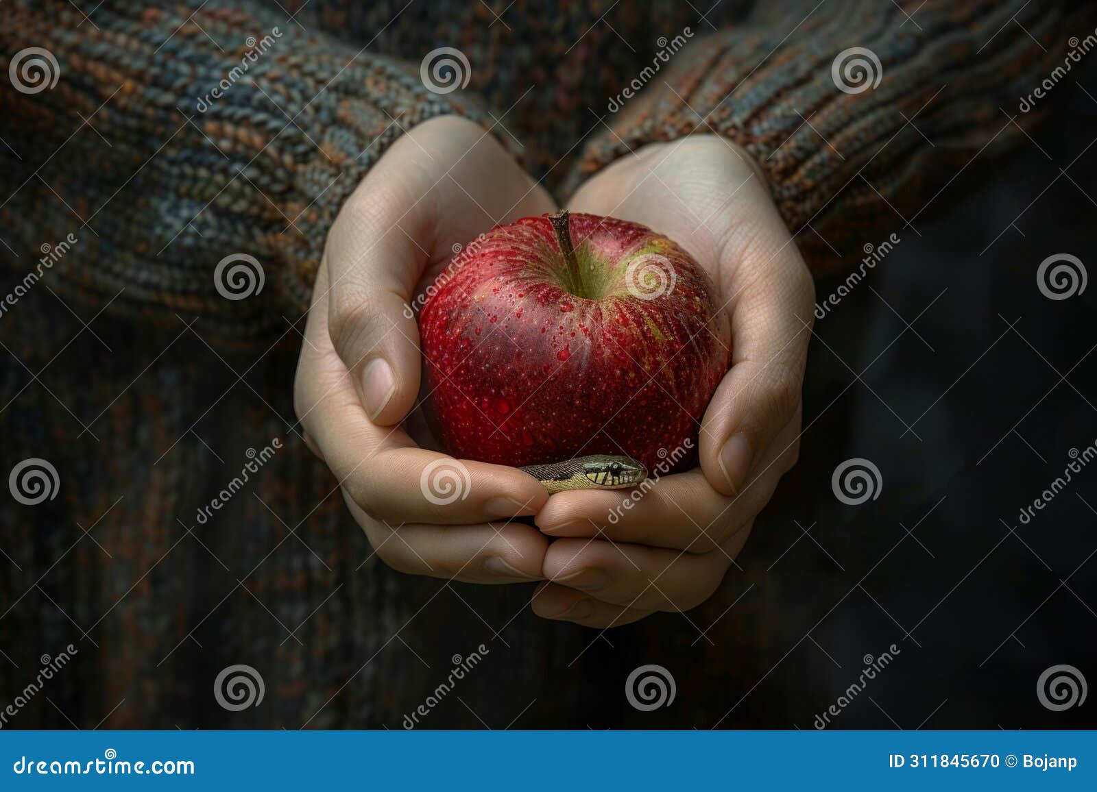 Forbidden Fruit. the Biblical Story. Apple and Snake. AI Generated ...