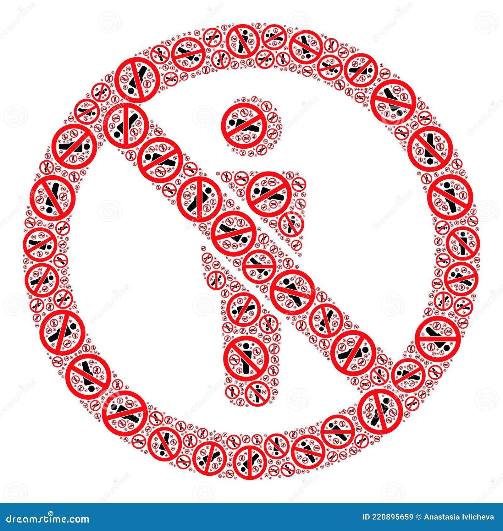 Forbidden Man Figure Recursion Collage Of Itself Icons Vector ...