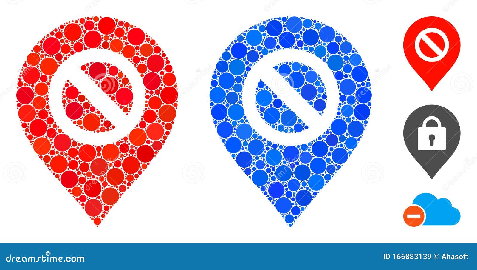 Forbidden Marker Mosaic Icon of Round Dots Stock Illustration ...