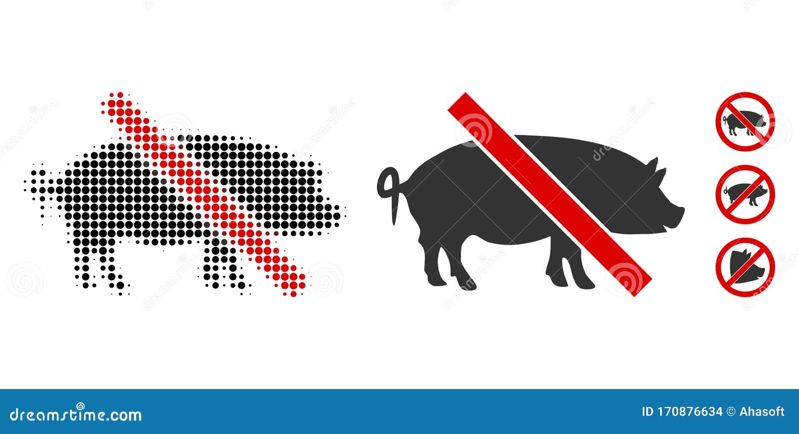 Forbidden Pork Halftone and Solid Icon Stock Vector - Illustration of ...