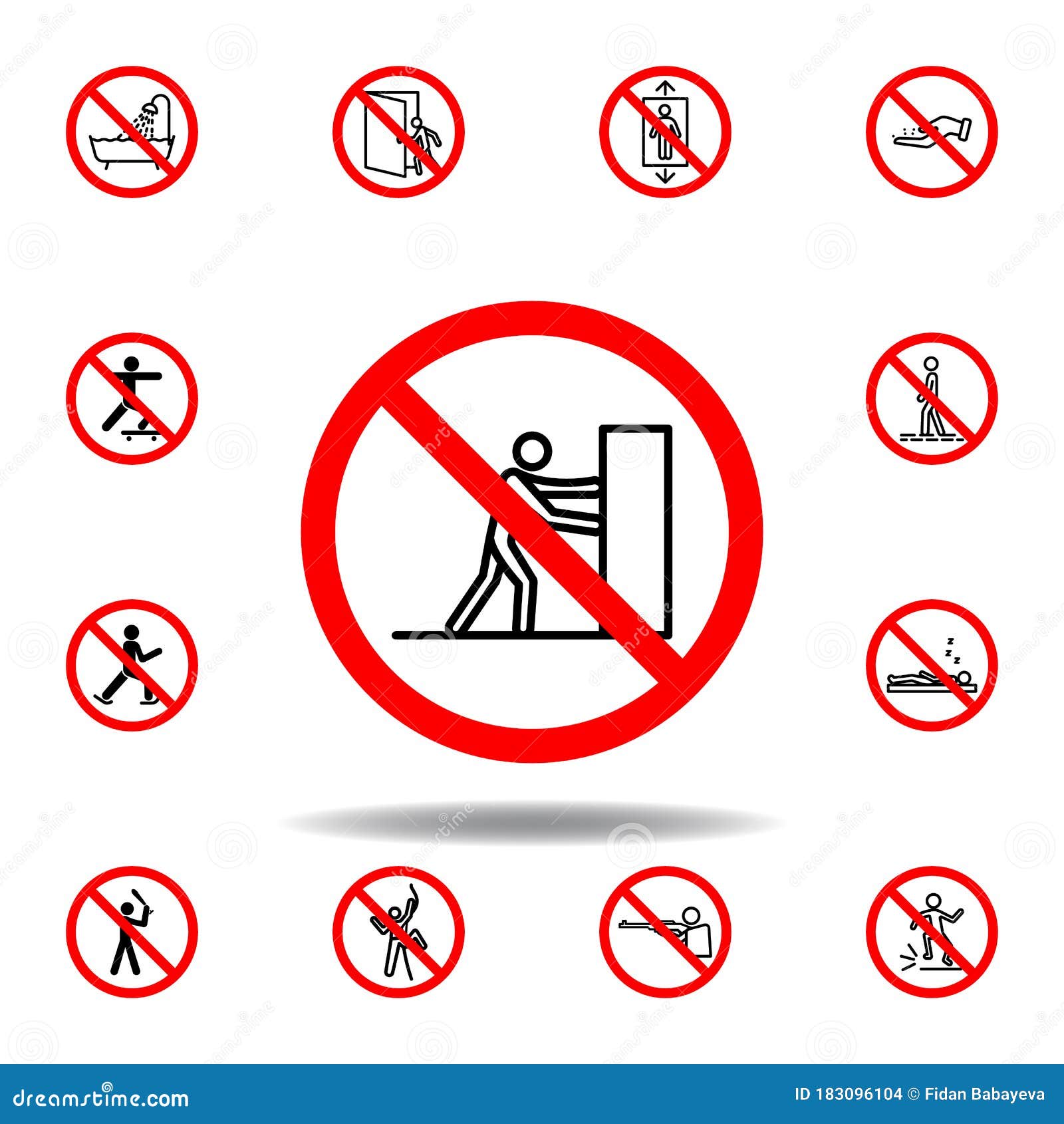 Pushing Icon. Outline Sketch Drawing Vector Illustration ...