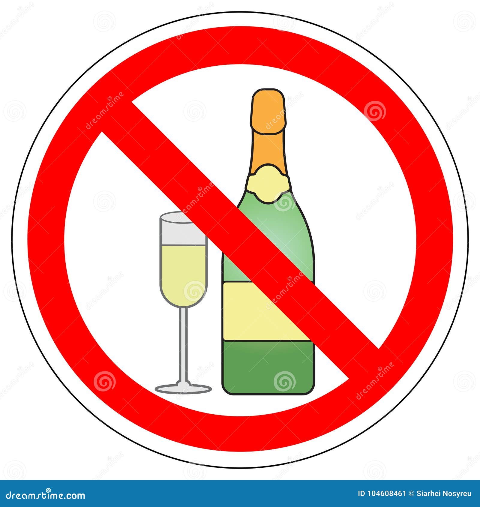 Forbidden Sign of the Alcohol Bottle and Glass, Vector Stock Vector ...