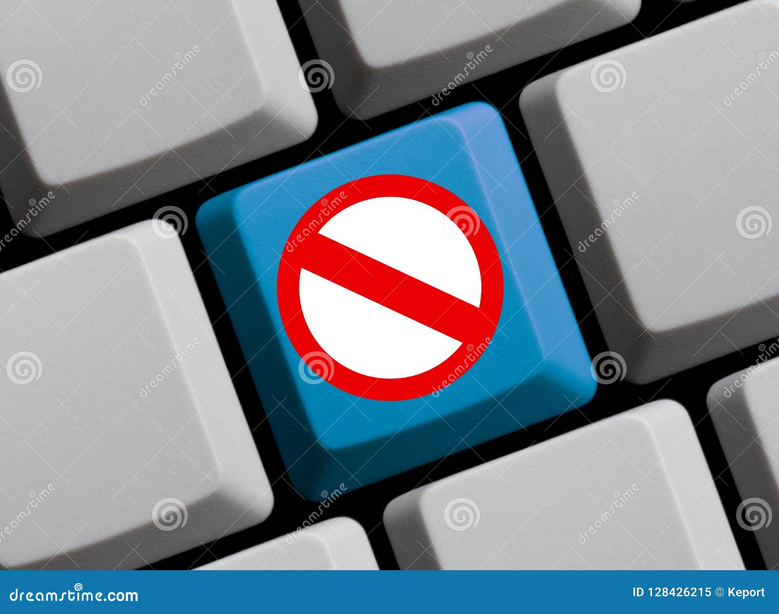 Forbidden Sign on Computer Keyboard Stock Image - Image of danger ...