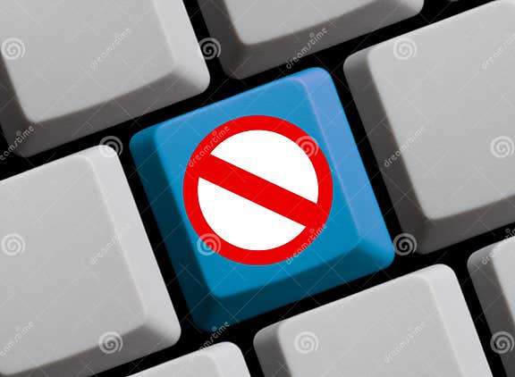 Forbidden Sign on Computer Keyboard Stock Image - Image of danger ...