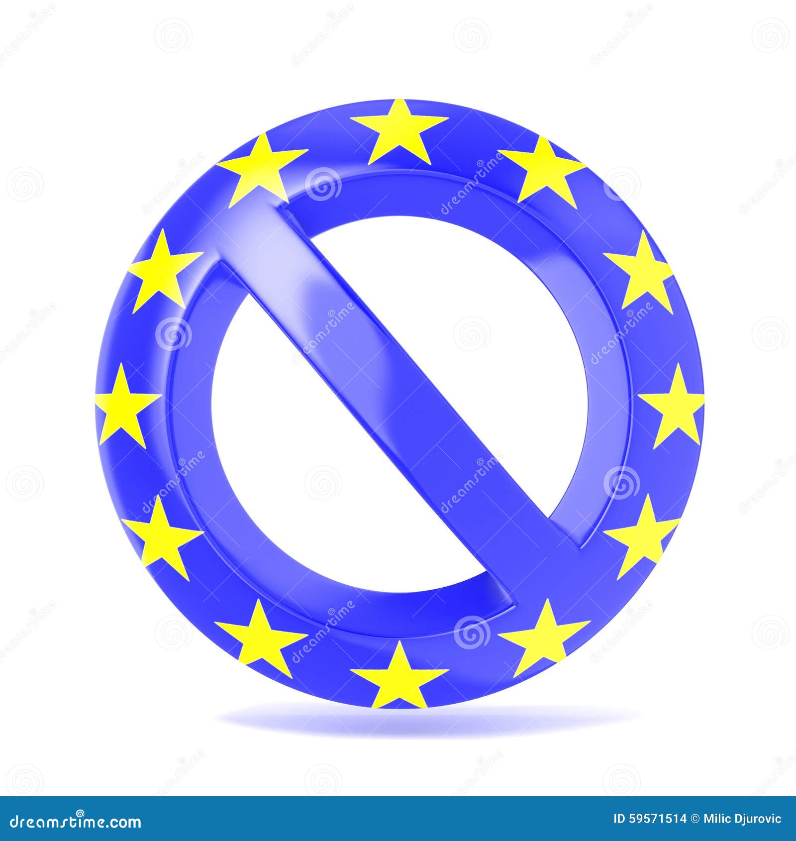 Forbidden Sign with EU Flag. 3D Render Stock Illustration ...