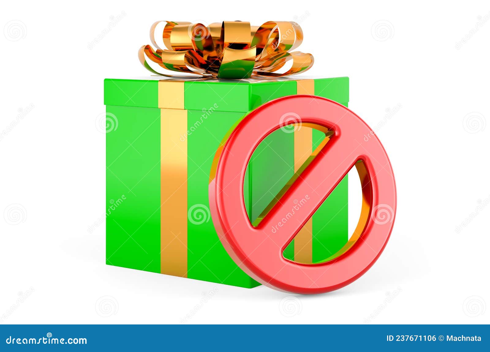 Forbidden Sign with Gift Box, 3D Rendering Stock Illustration ...