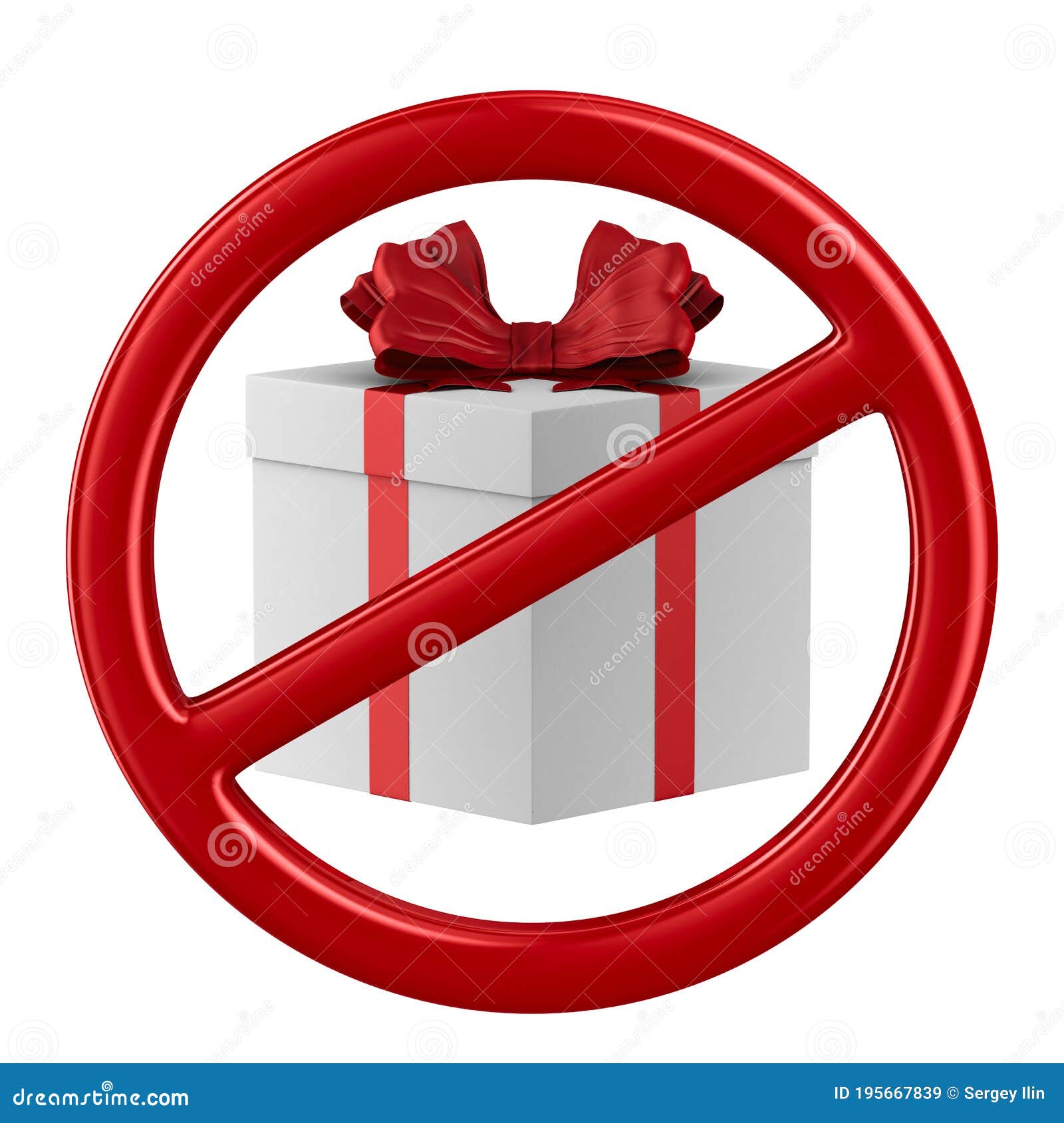 Forbidden Sign and Gift Box on White Background. Isolated 3D ...