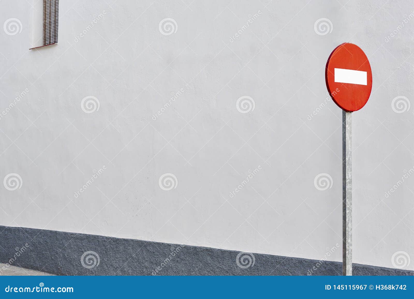 Forbidden Signal and White Wall Facade on a Street. Copyspace Stock ...