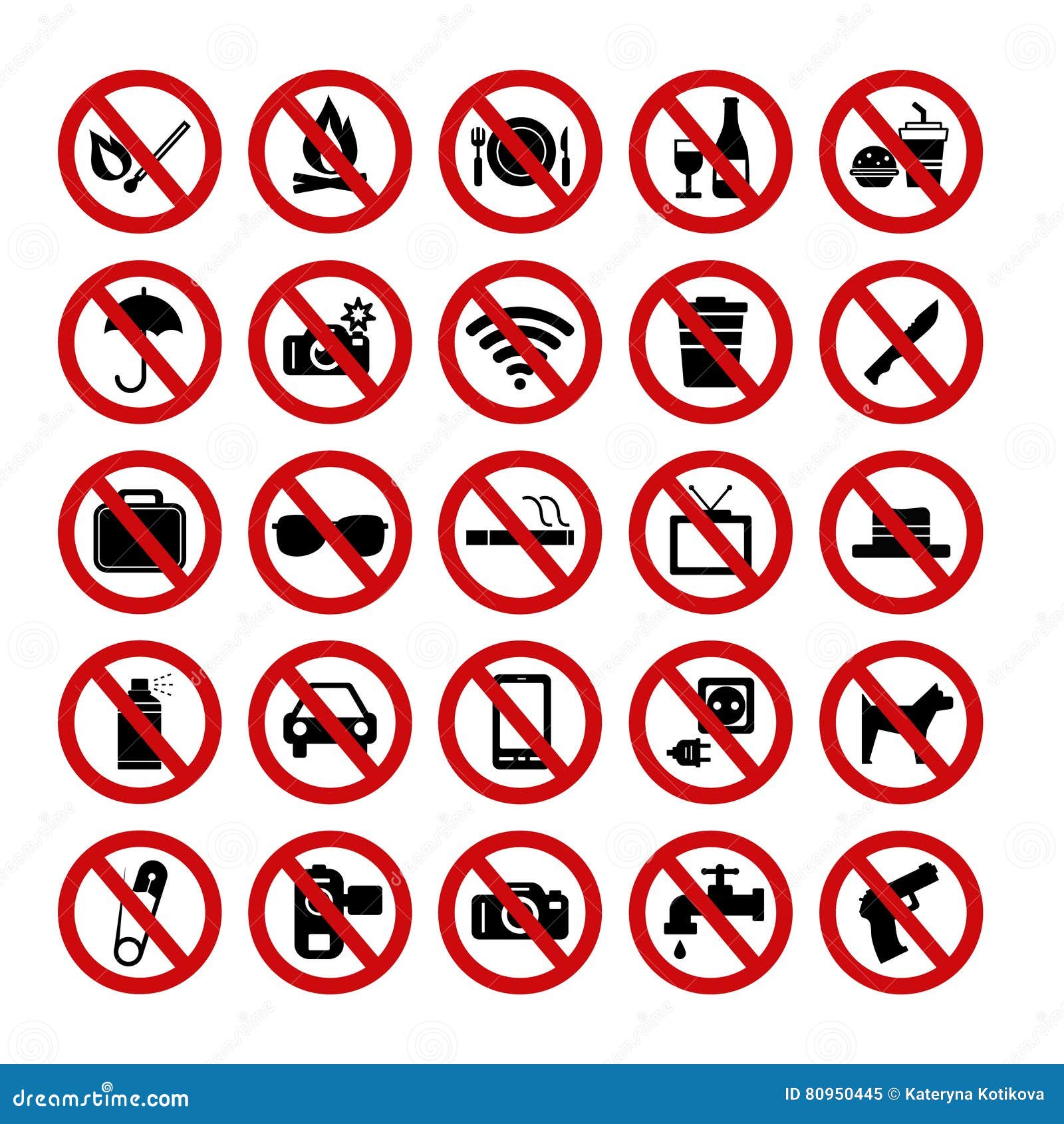 Forbidden signs stock vector. Illustration of food, design - 80950445