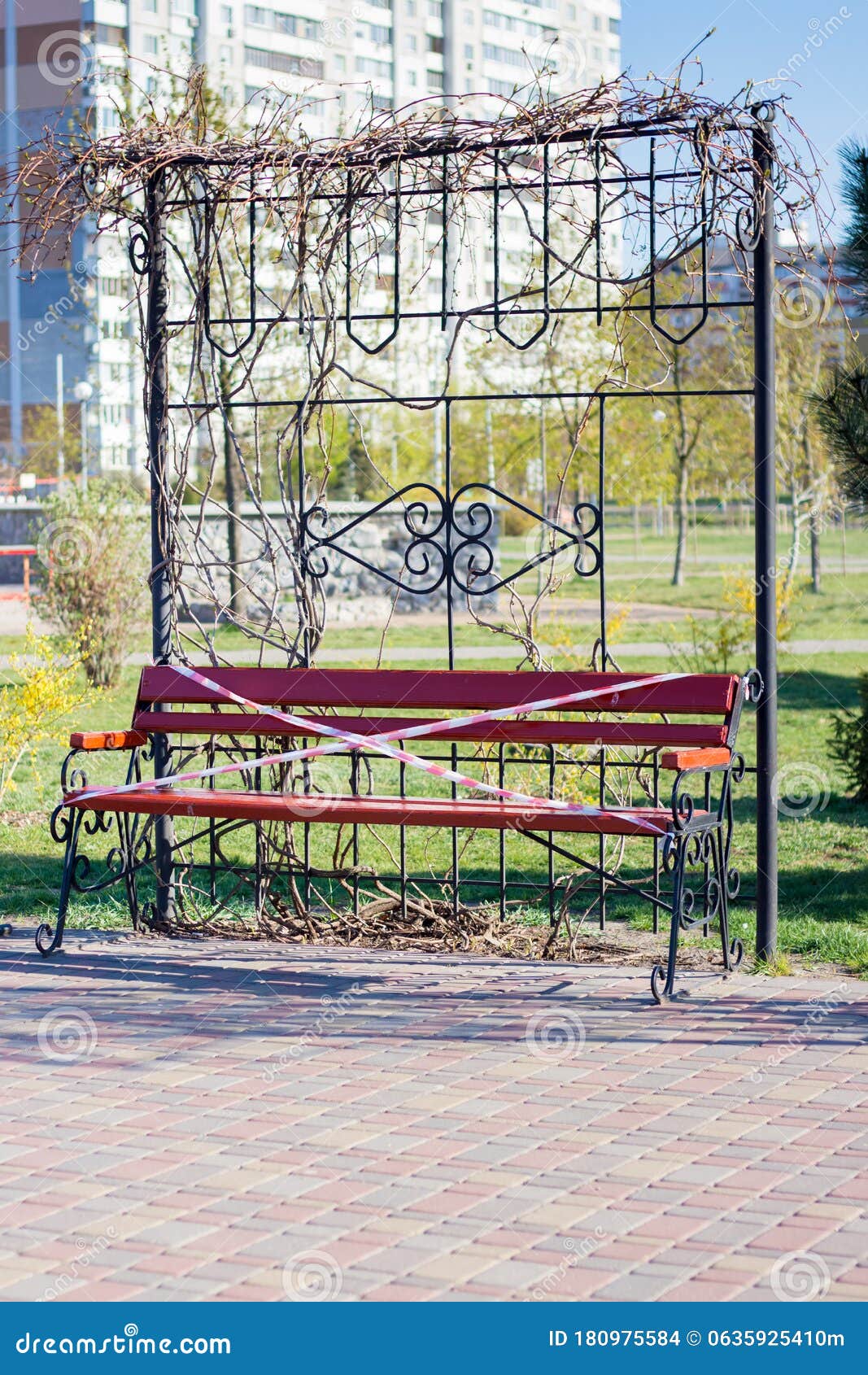 It is Forbidden To Sit on a Bench Due To Quarantine Stock Photo - Image ...