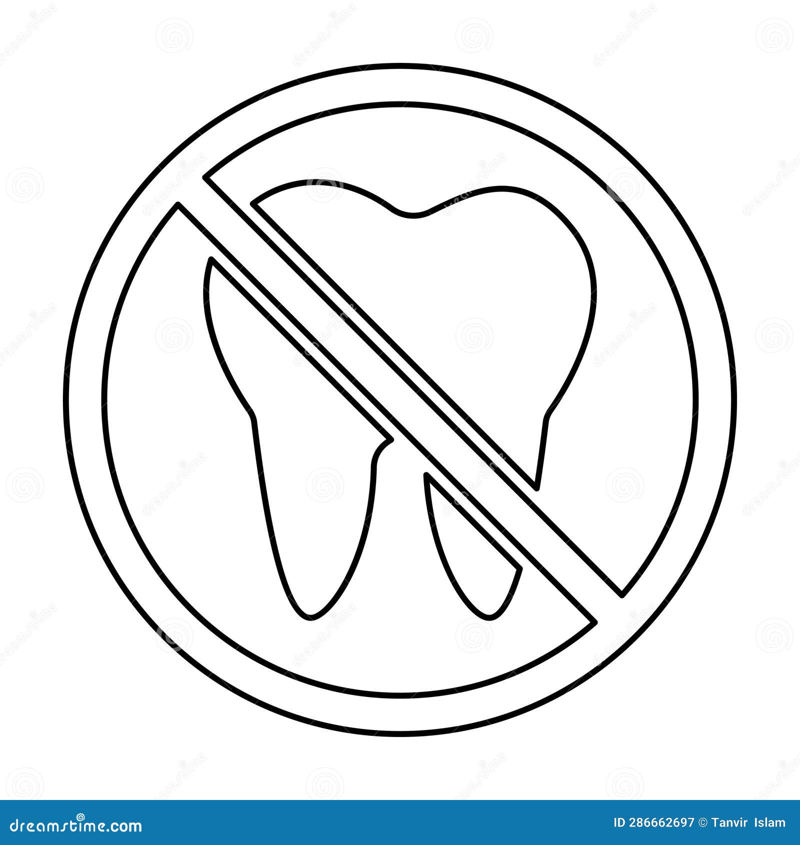 Forbidden Tooth Icon stock vector. Illustration of decay - 286662697
