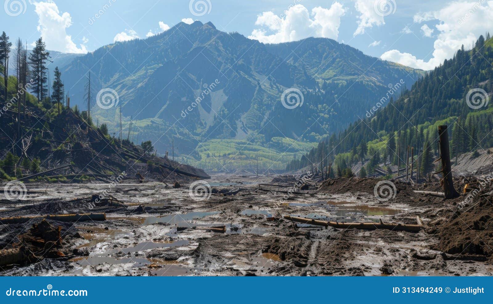 The Force of the Mudslide Has Completely Destroyed a Section of the ...