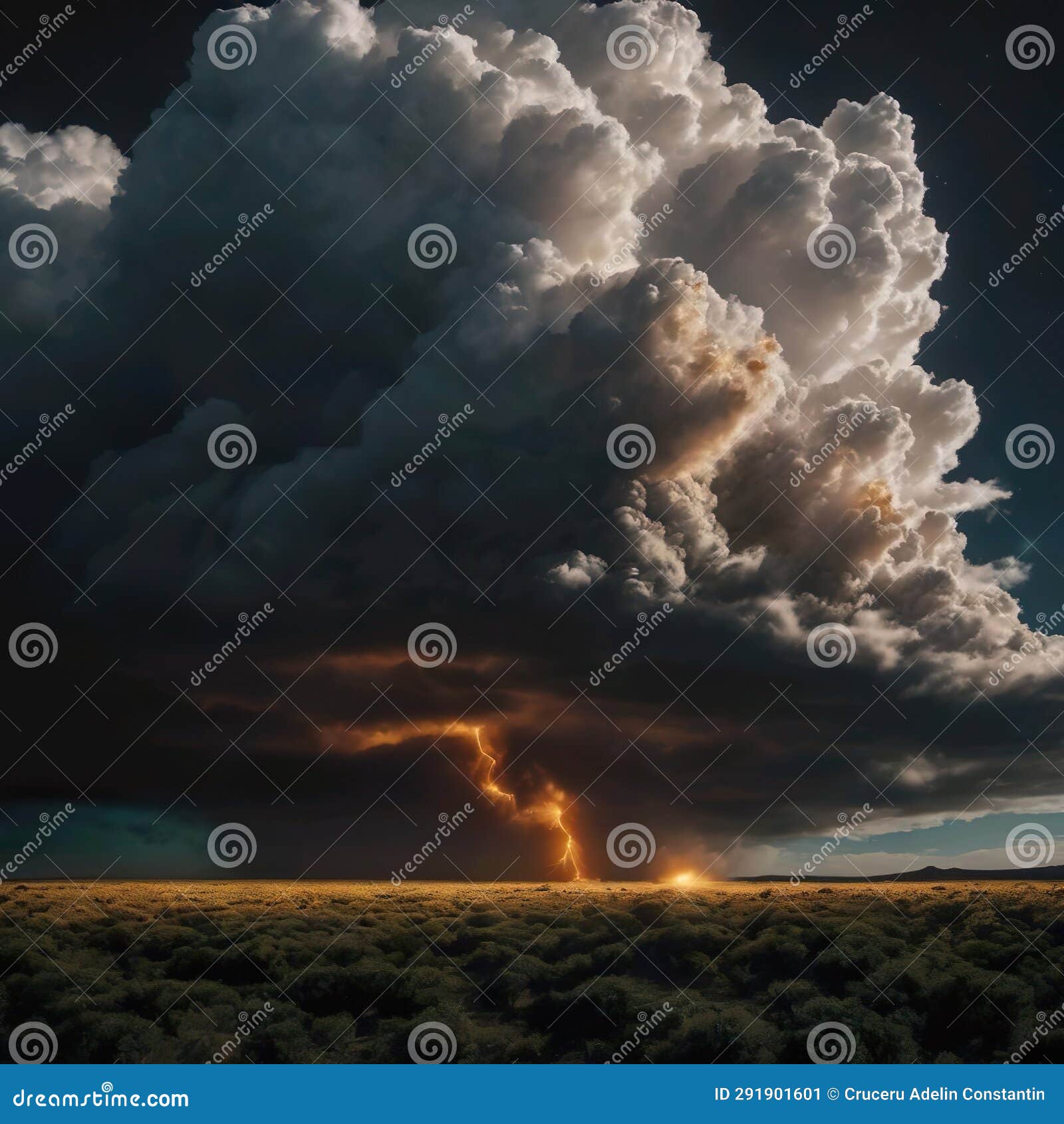 Force of Nature: Explosive Lightning Strikes Stock Illustration ...
