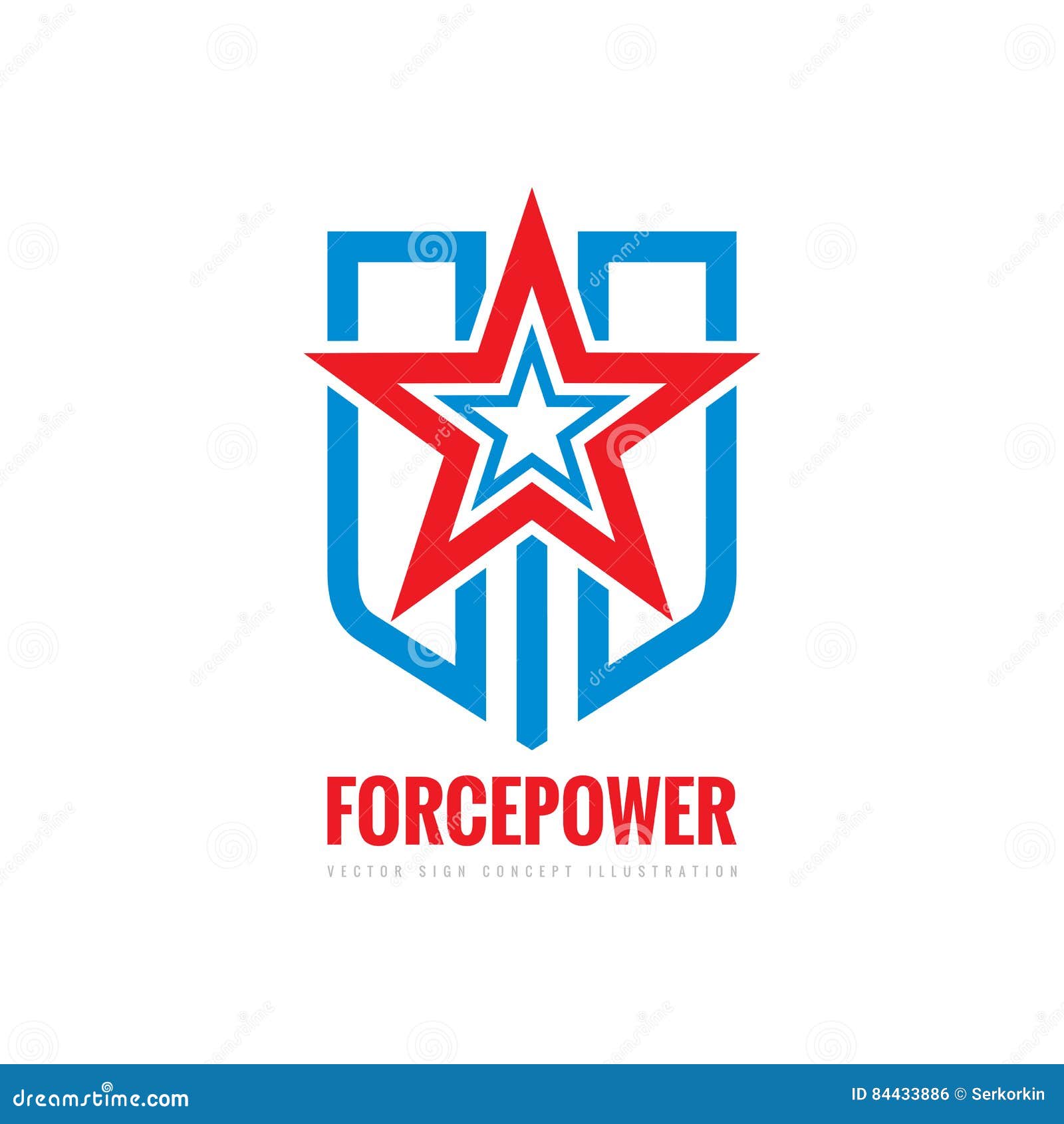 Force Power Concept Sign. Star, Shield and Stripes - Vector Logo ...