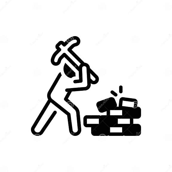 Black Solid Icon for Forced, Coercively and Tool Stock Illustration ...