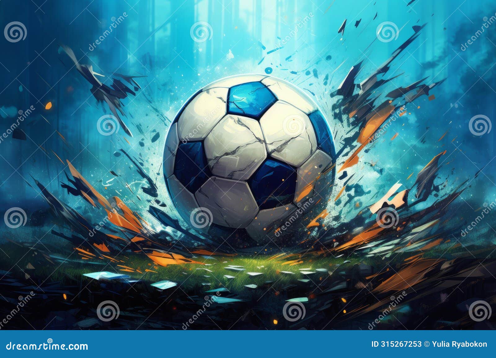 Forceful Soccer Ball Explosion. Generate Ai Stock Illustration ...