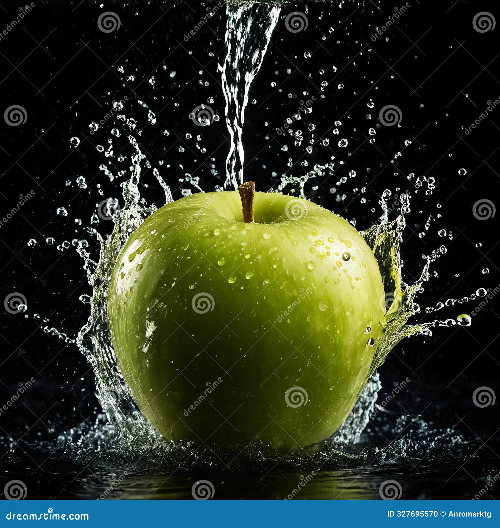 Splash Water Apple with a Dynamic Splash Explosion Droplets Flying in ...