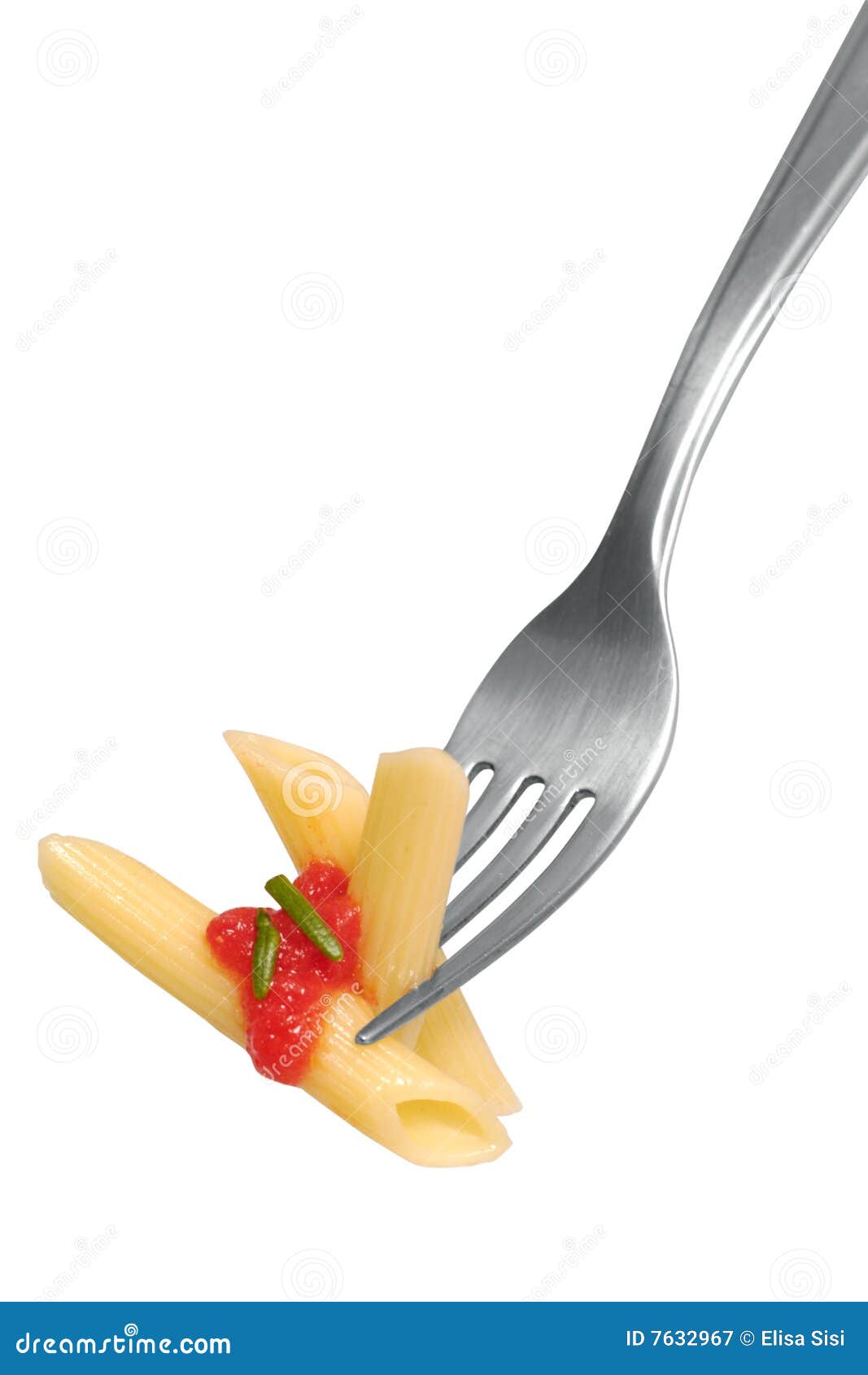 Forcella con pasta immagine stock. Immagine di rosmarino - 7632967