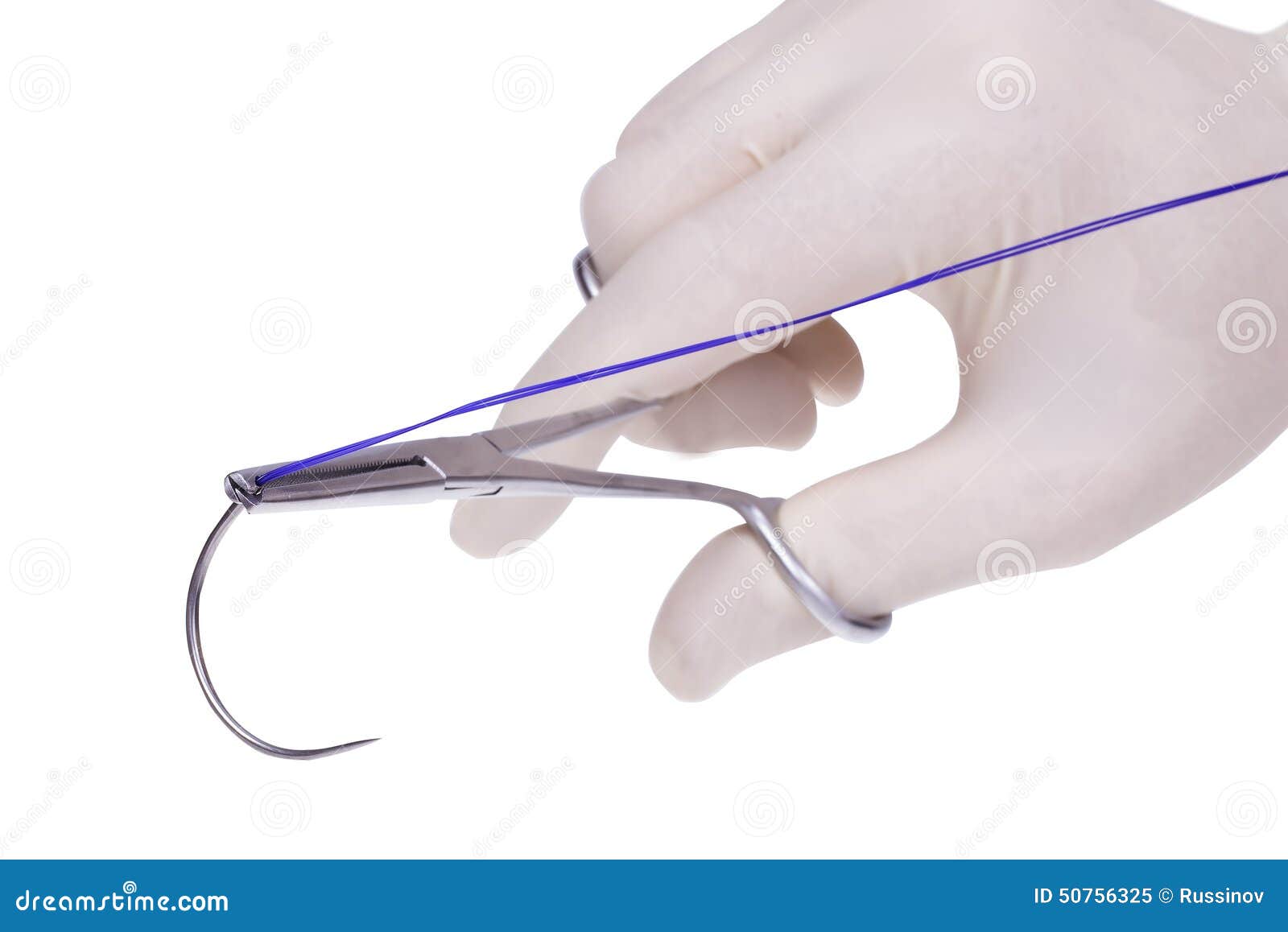 Forceps Chirurgical En Acier Tenant Une Aiguille De Suture Image stock ...