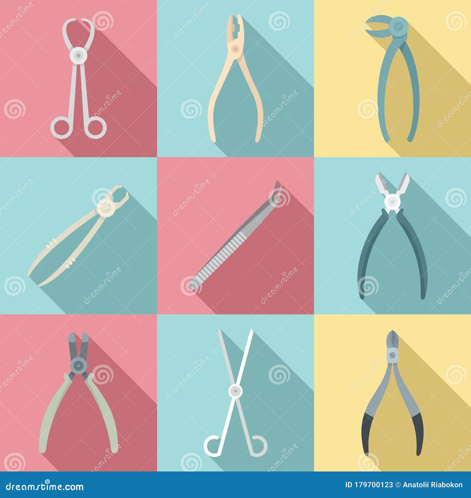 Forceps Icons Set, Flat Style Stock Vector - Illustration of beauty ...