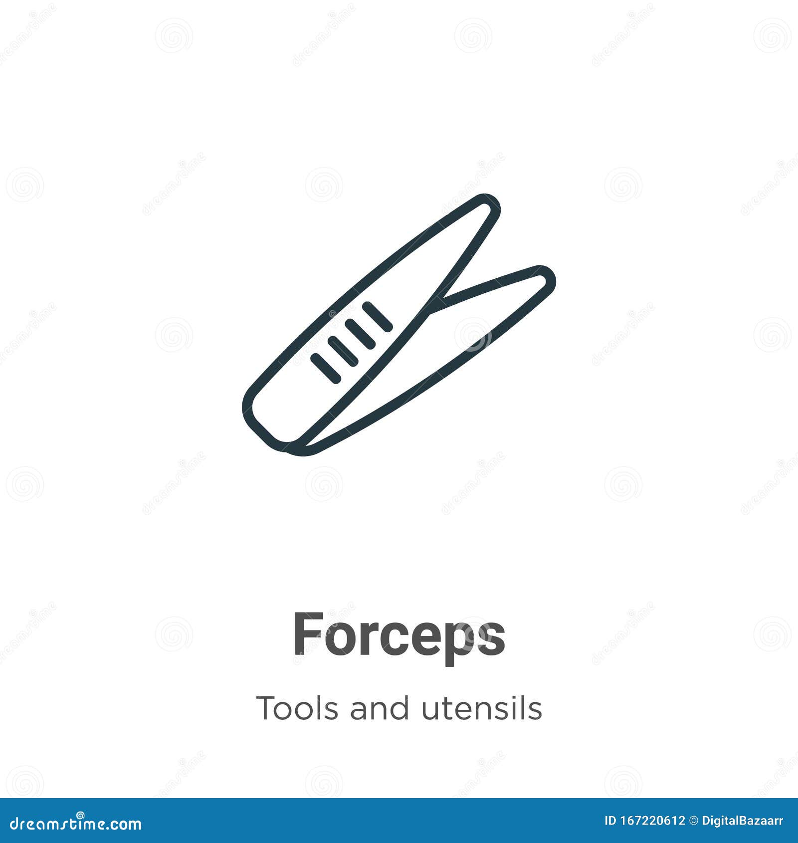 Outline Forceps Vector Icon. Isolated Black Simple Line Element ...