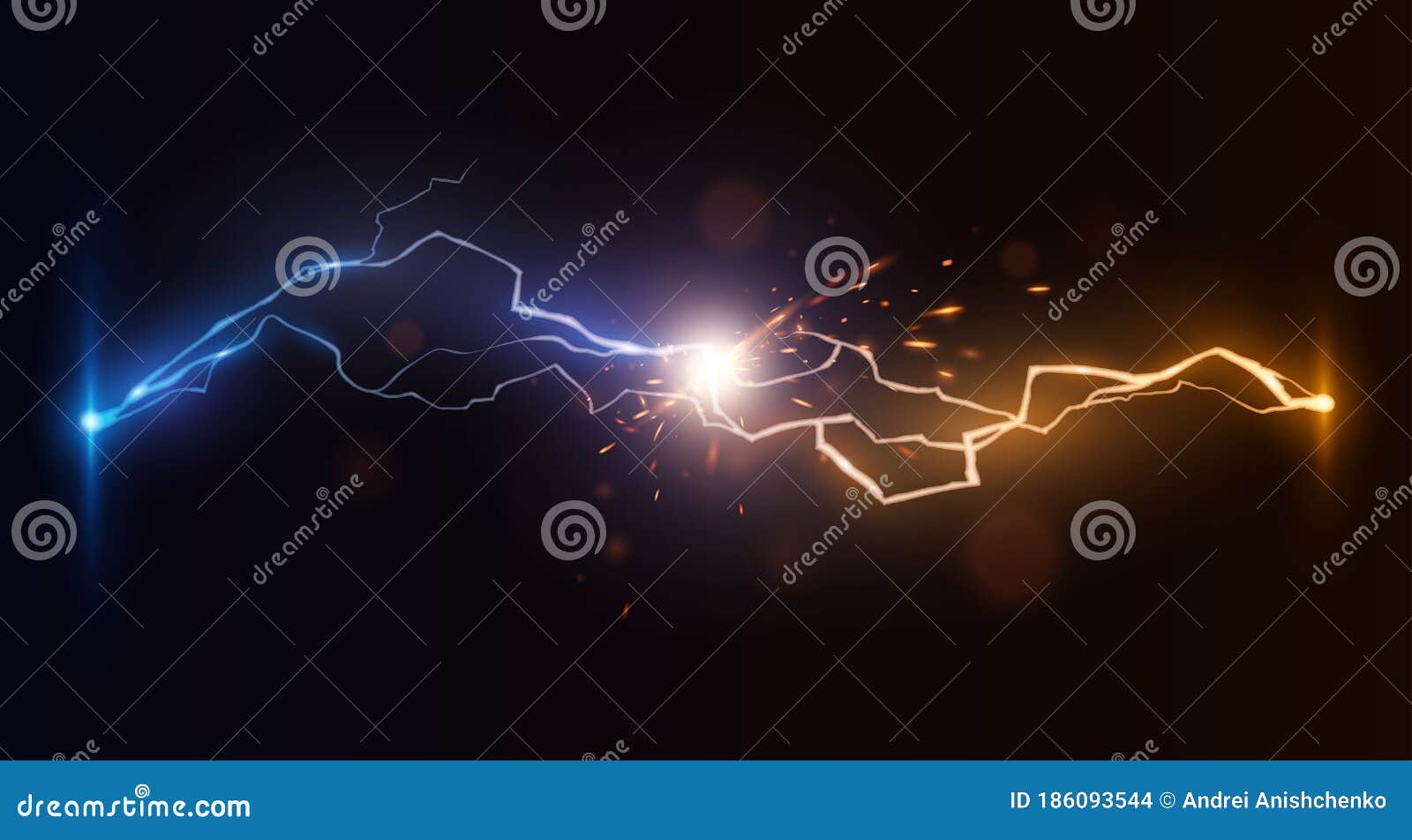 Forces Blue and Yellow Lightnings Stock Vector - Illustration of impact ...