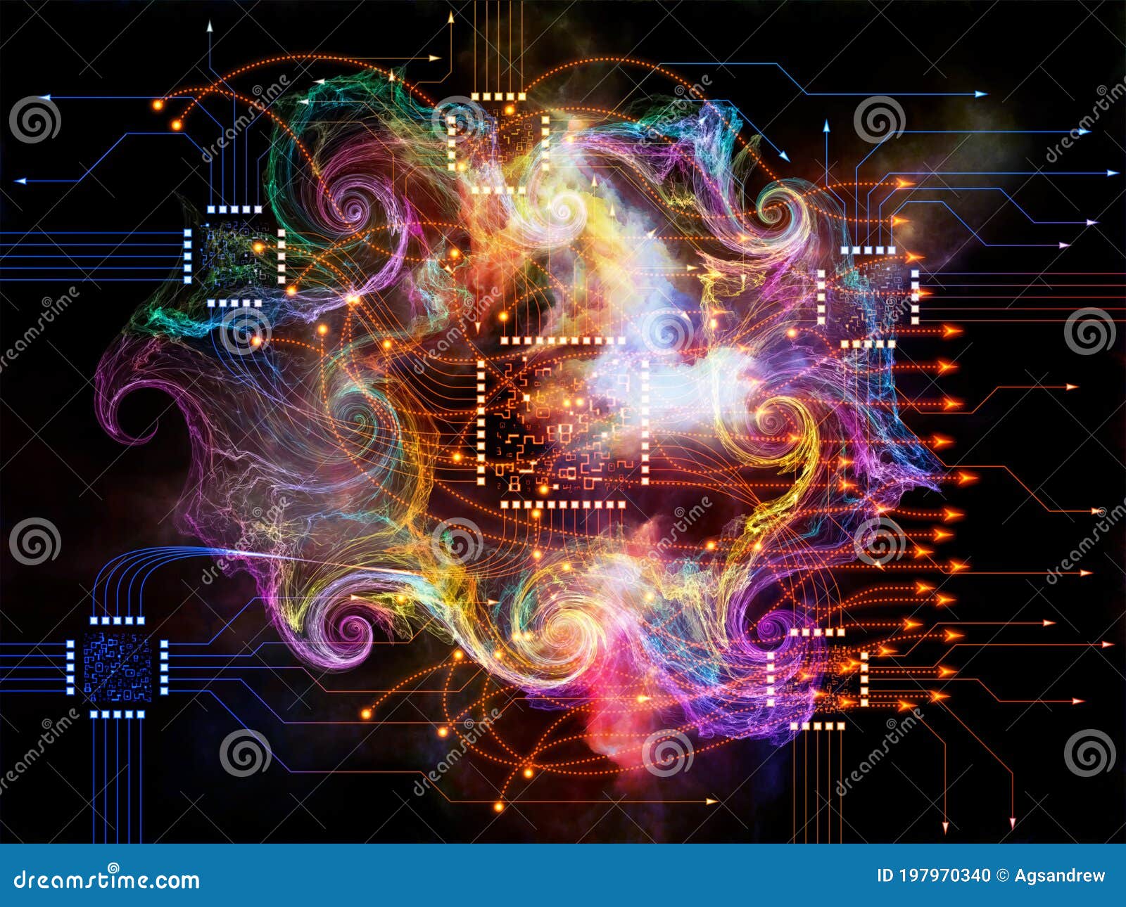 Forces of CPU Workflow stock illustration. Illustration of microchip ...