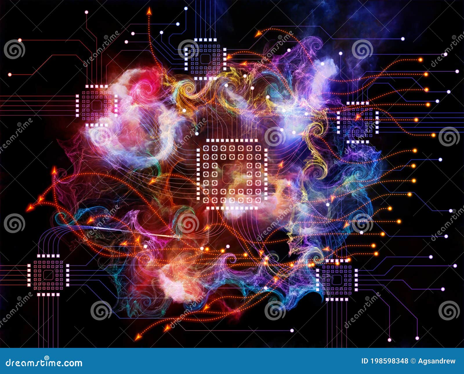 Forces of CPU Workflow stock illustration. Illustration of microchip ...