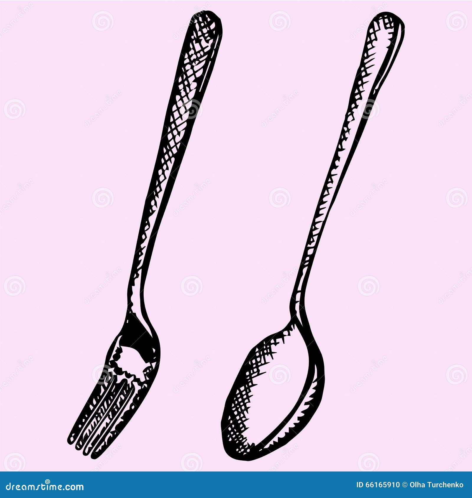 Forchetta e cucchiaio illustrazione vettoriale. Illustrazione di ...