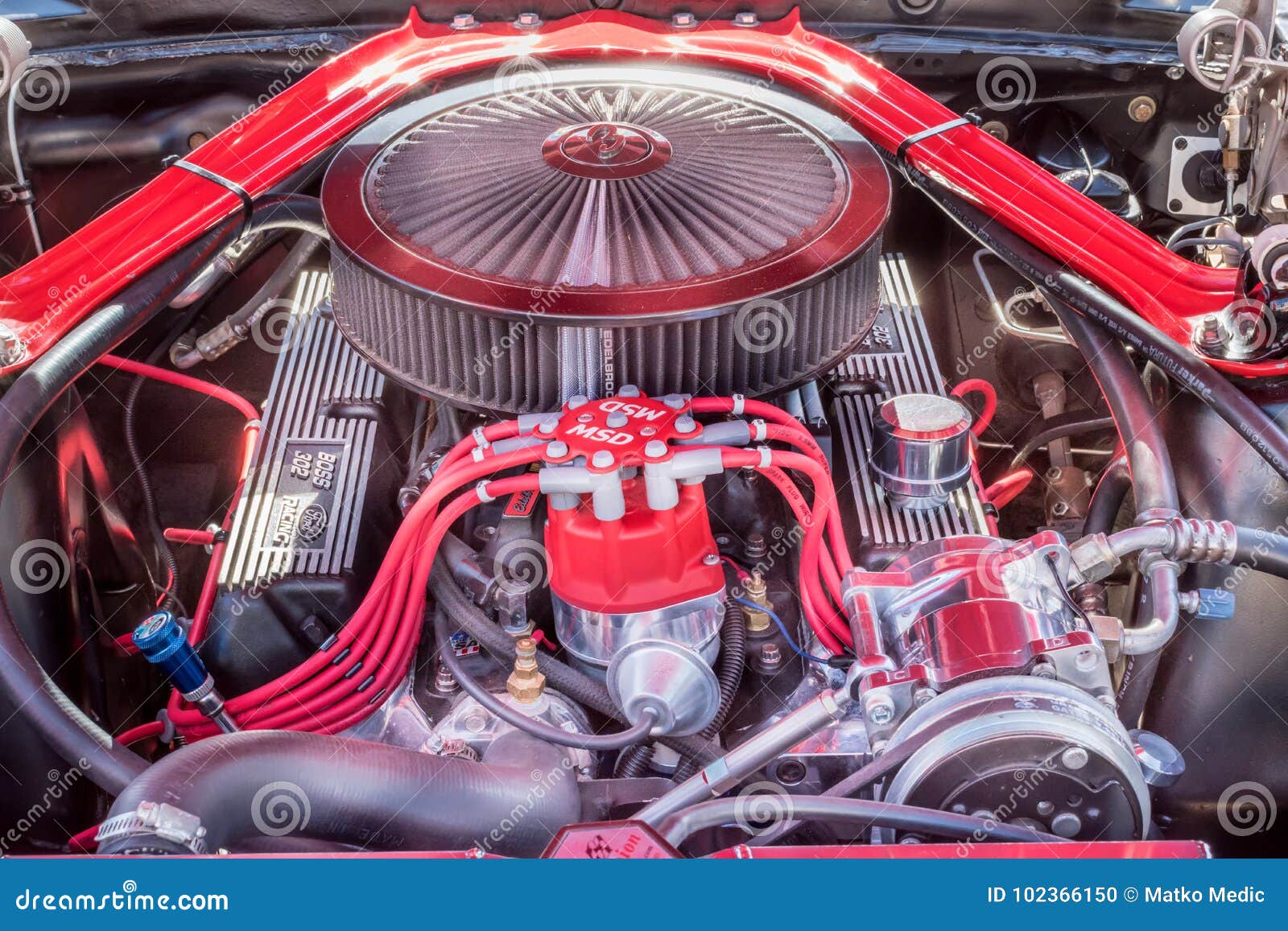 Ford boss 302 engine editorial image. Image of belt - 102366150