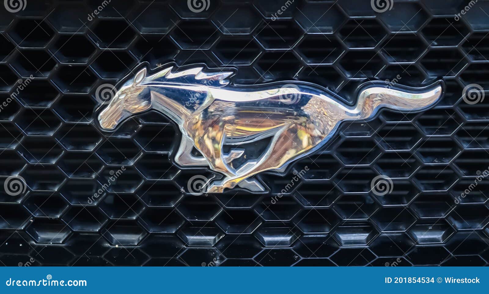 Ford Mustang Pony Logo at the Front of a New Ford Mustang Model 2018 ...