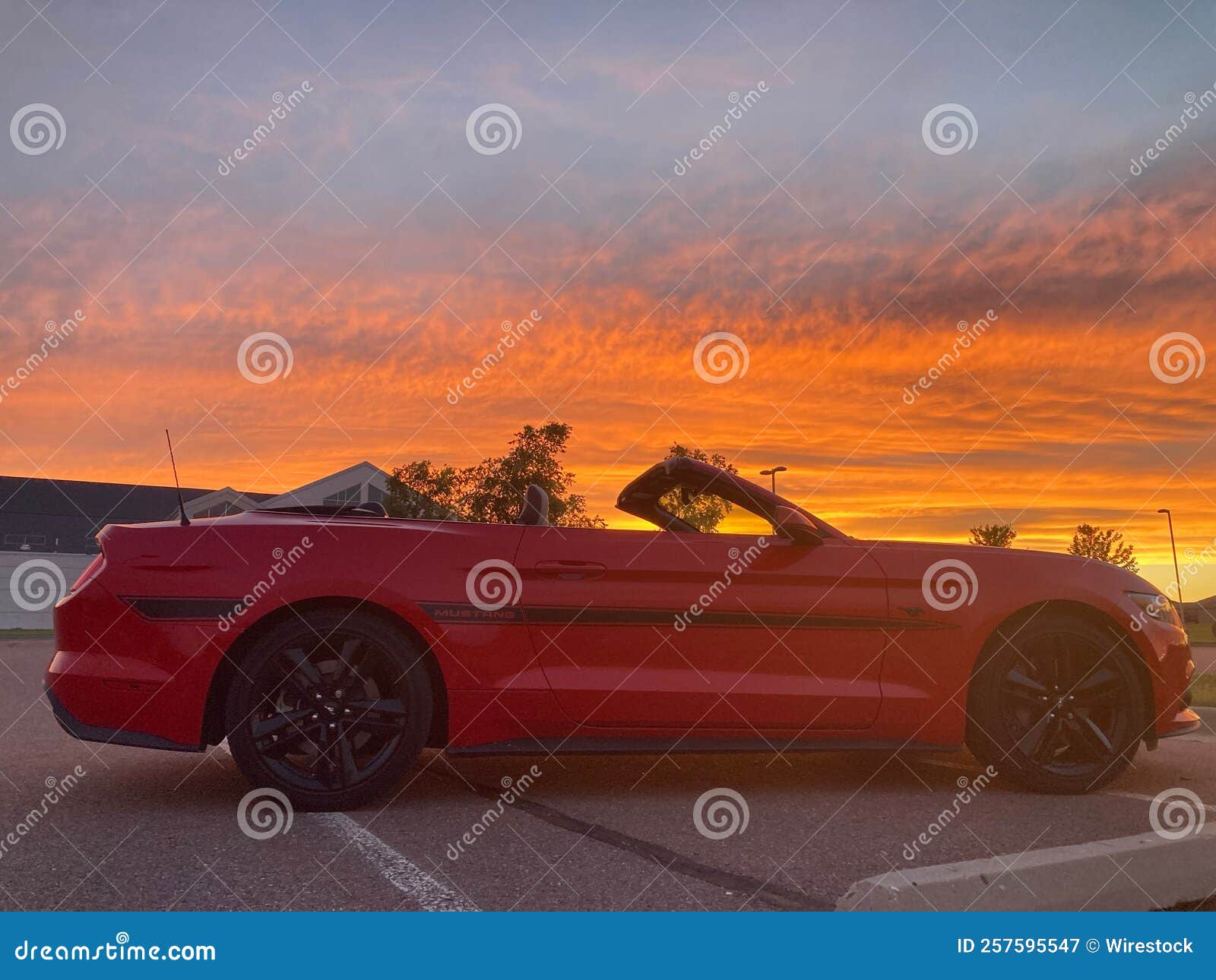 2015 Ford Mustang at Sunset with a Very Colorful Sky Editorial ...