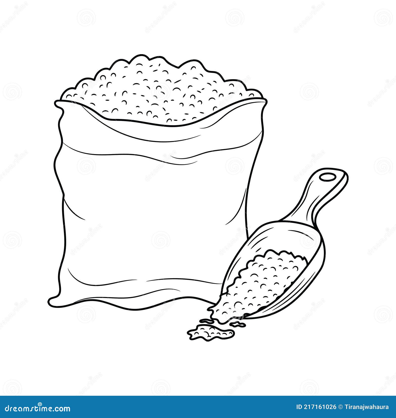 Sack of Rice Hand Drawn Vector Illustration, Simple with Linear Style ...