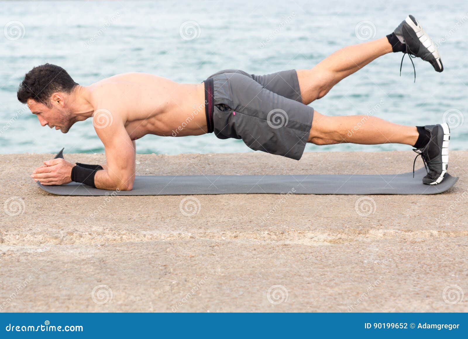 Forearm Plank with Leg Up Functional Training Stock Photo - Image of ...